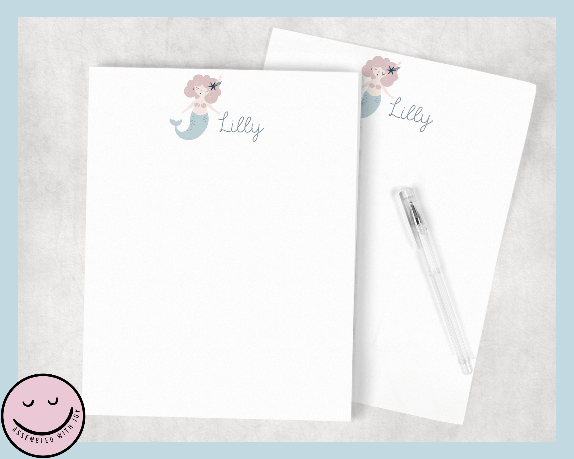 Personalised Mermaid notepad – Assembledwithjoyoy